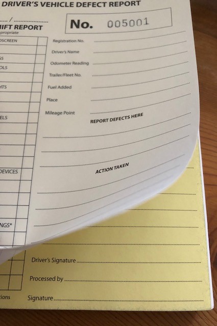 50 set duplicate FORS Compliant Truck Defect Report Book | Tachograph ...